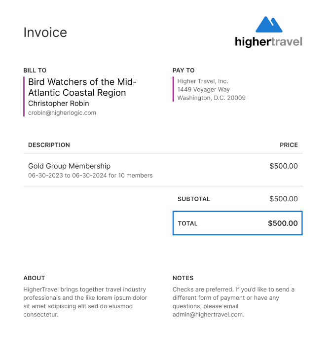 Member Management - Customize your Invoice – Higher Logic